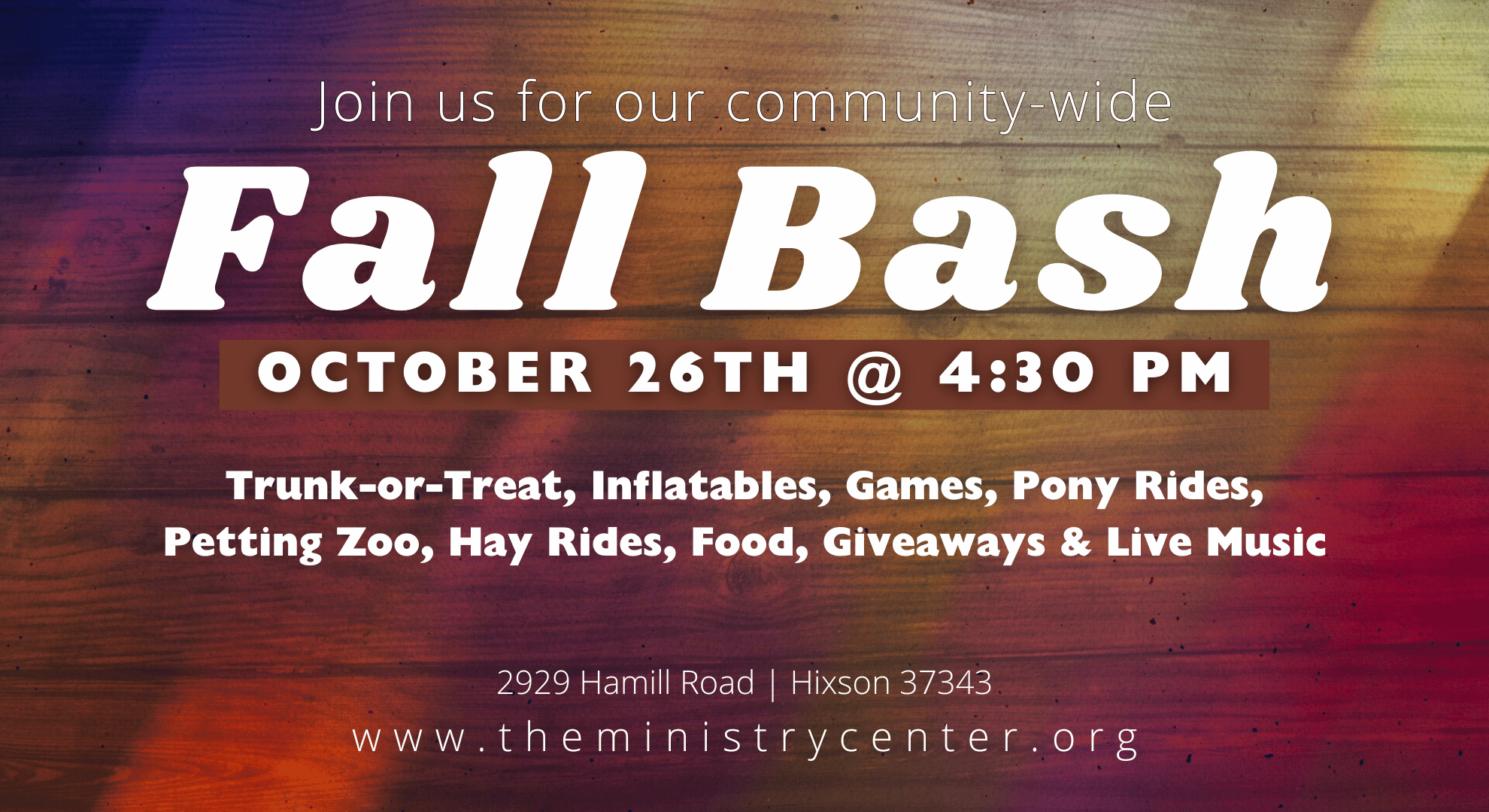 Fall Bash 2025 – Coming This Month! | The Ministry Center | TMC Church | TMC Hixson | North ...