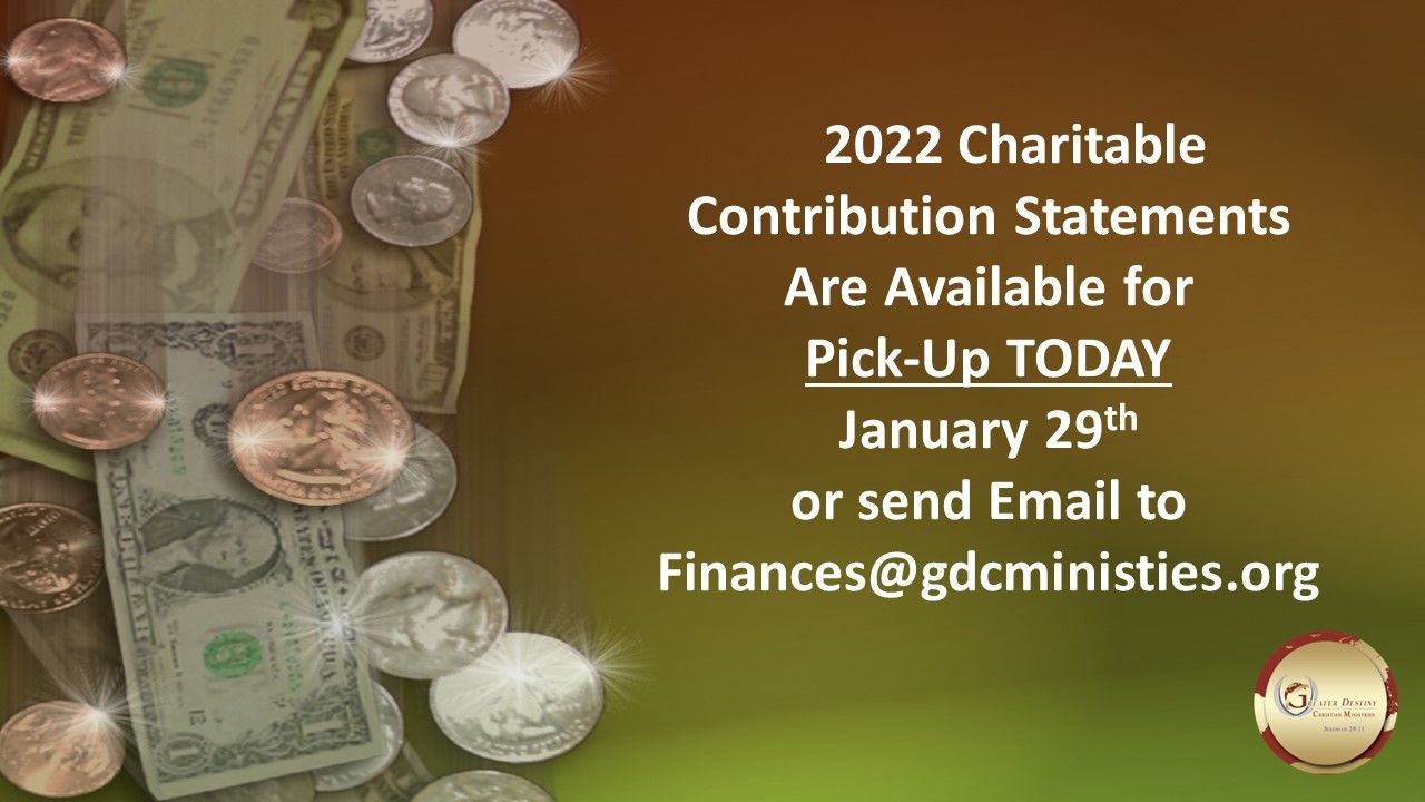 2022 Contribution Statements | Greater Destiny Christian Ministries Ministries Ministries