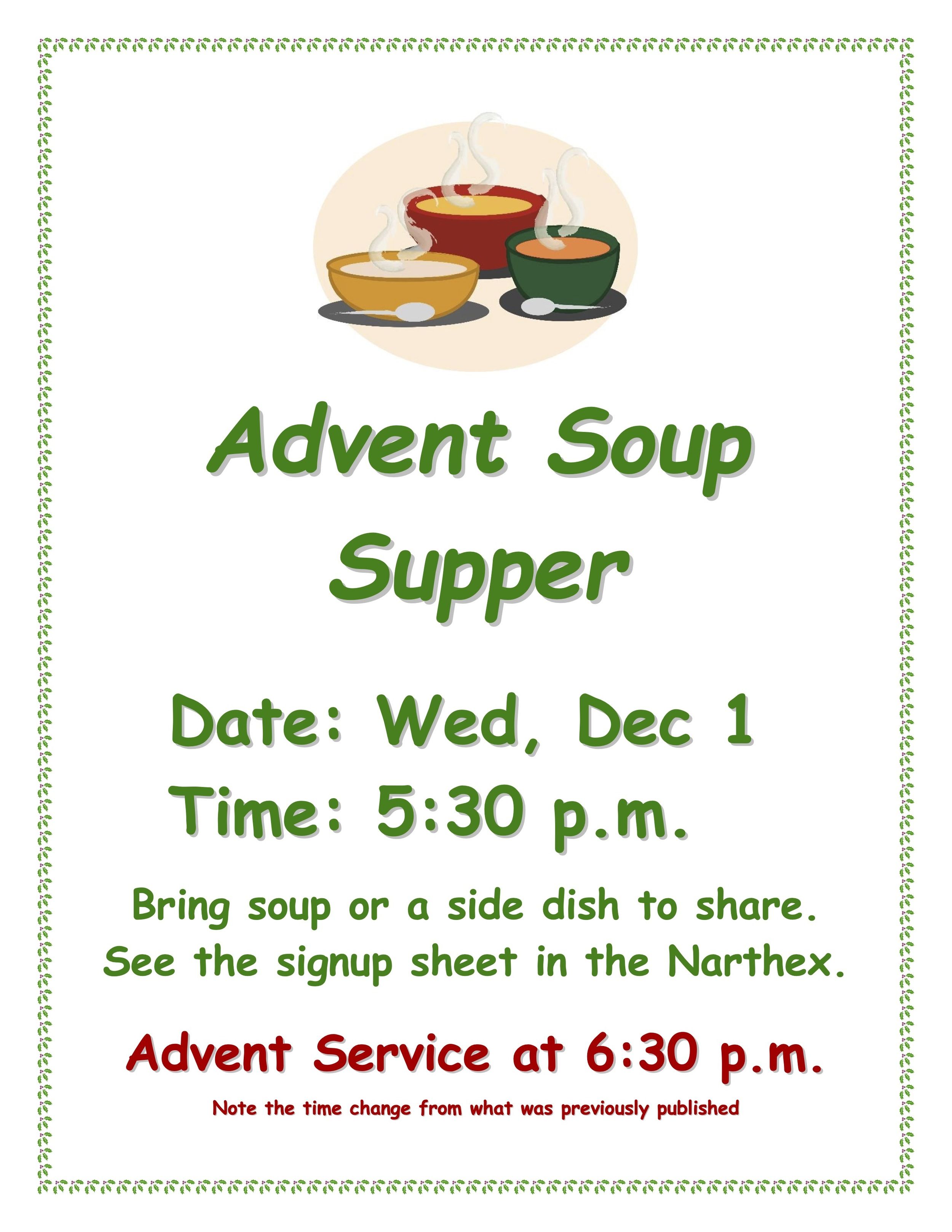 Advent Soup Supper | Holy Cross Lutheran Church (Carlisle, IA)