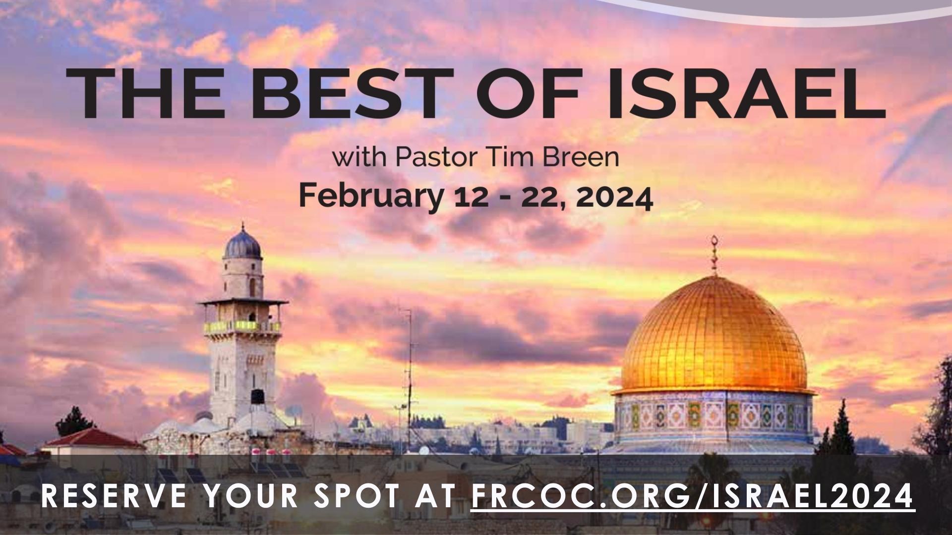 Israel 2024 | First Reformed Church, Orange City, Iowa