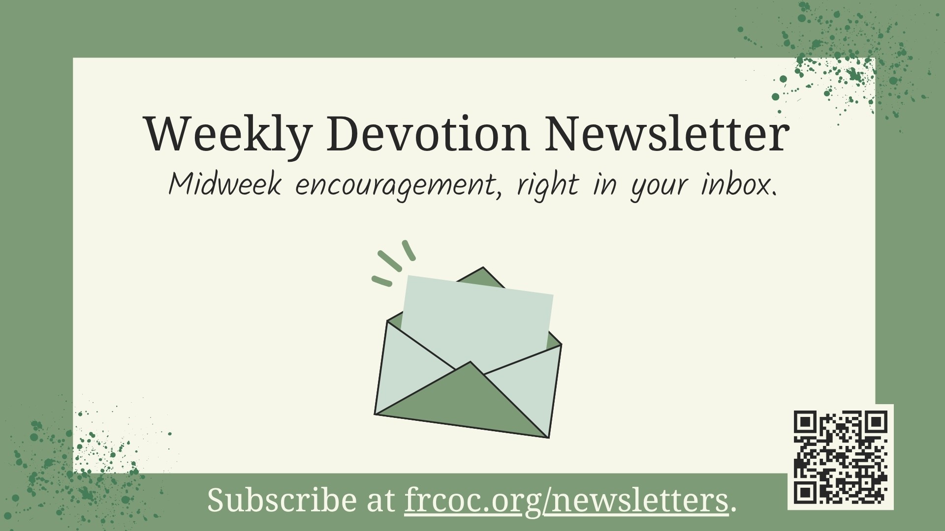 Weekly Devotion Newsletter | First Reformed Church, Orange City, Iowa