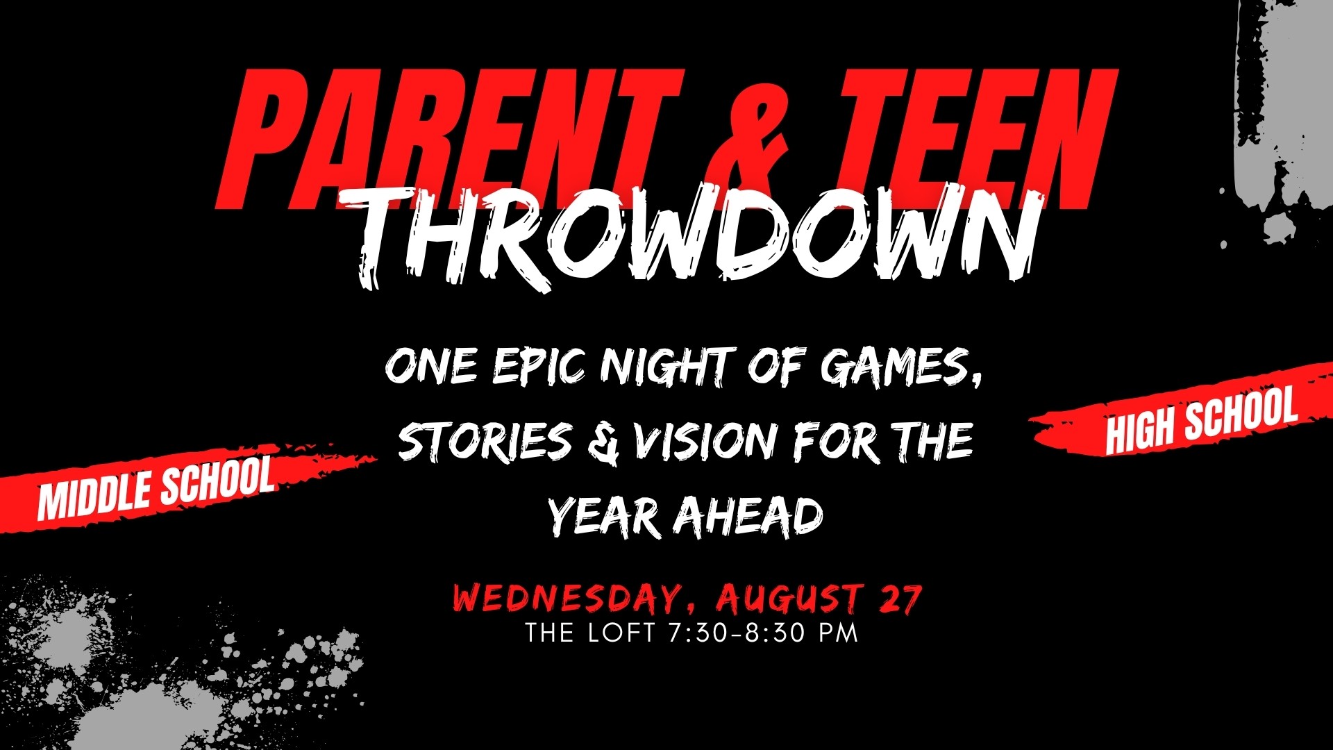 Youth Ministry Kick-Off: Parent & Teen Throwdown | First Reformed ...