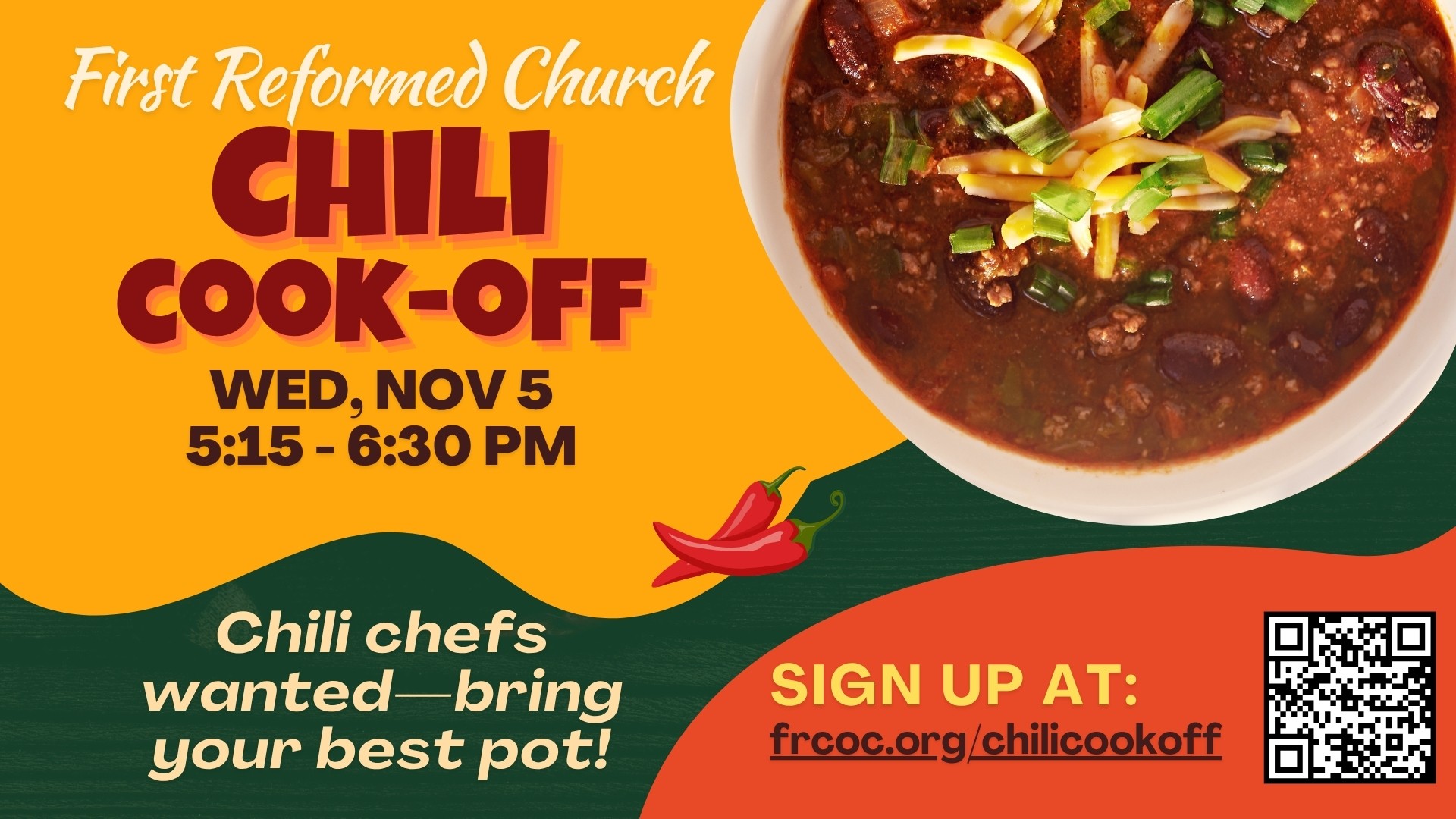Chili Cook-Off - Contestants Needed | First Reformed Church, Orange ...