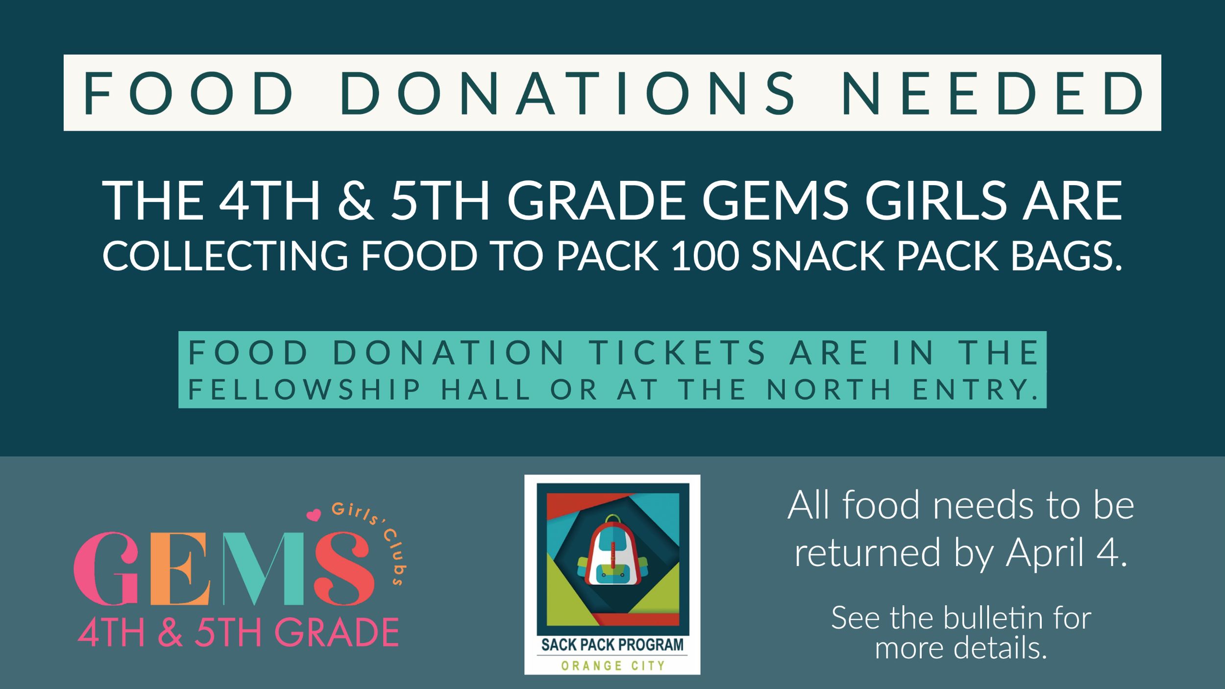 Snack Pack Program - Collecting Food | First Reformed Church, Orange ...