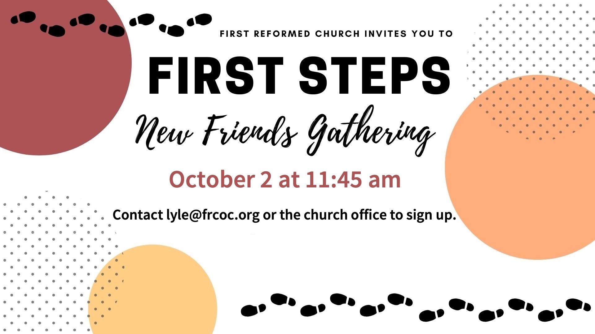 First Steps - October 2 | First Reformed Church, Orange City, Iowa
