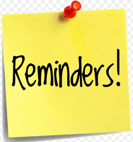 Reminders... | Pleasant Ridge Evangelical Free Church