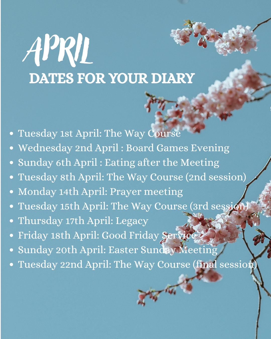 Key April dates for your diary | Christchurch Newport