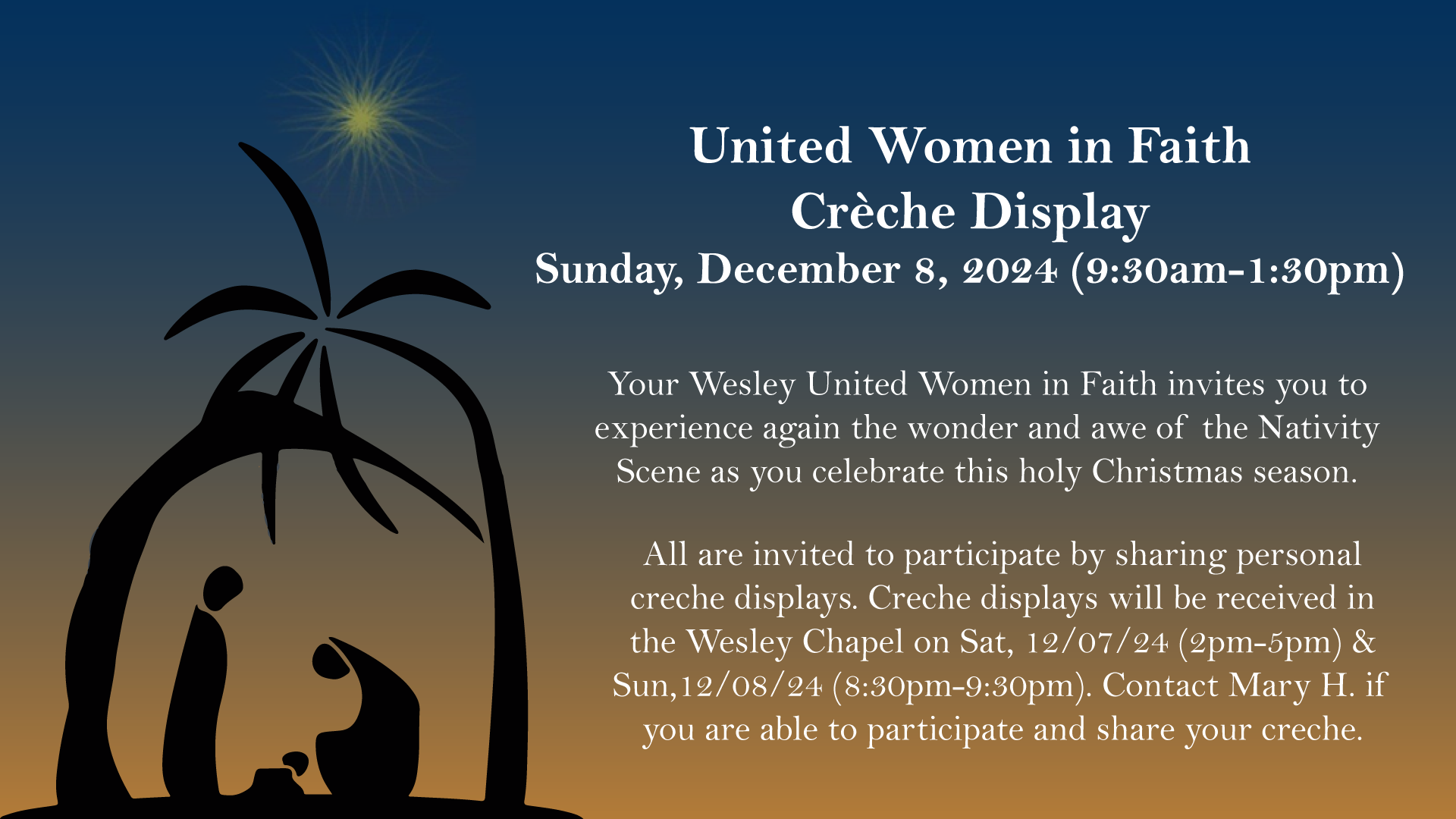 United Women in Faith Crèche Display | Wesley United Methodist Church - CA